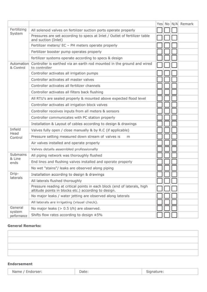 Startup (First Use) - Checklist | Rivulis Knowledge Hub
